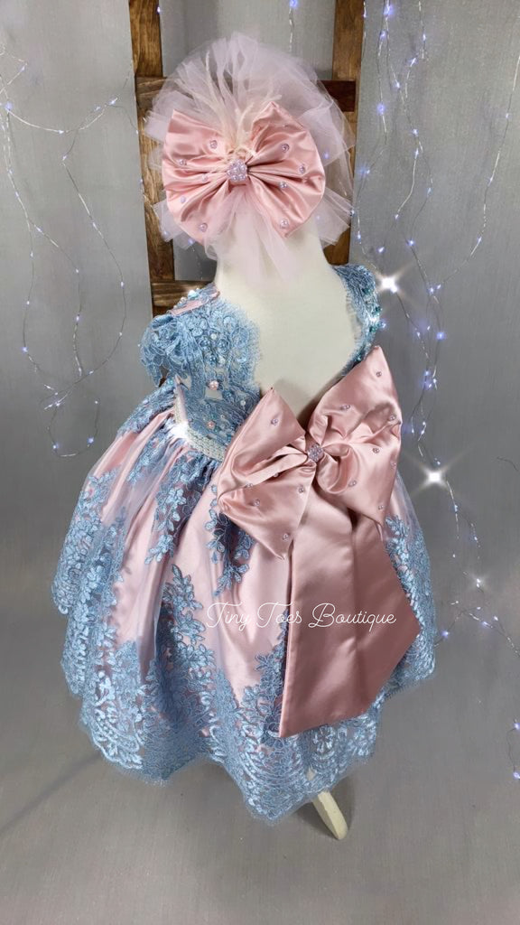 Allison Dress (Pink and Blue) – Tiny Toes Boutique LLC