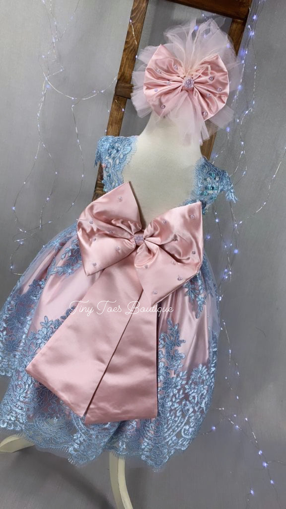 Allison Dress (Pink and Blue) – Tiny Toes Boutique LLC