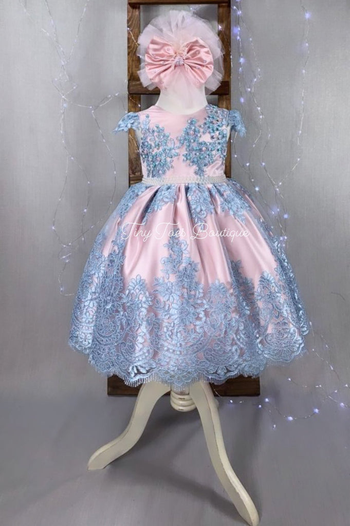 Allison Dress (Pink and Blue) – Tiny Toes Boutique LLC