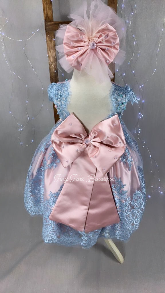 Allison Dress (Pink and Blue) – Tiny Toes Boutique LLC