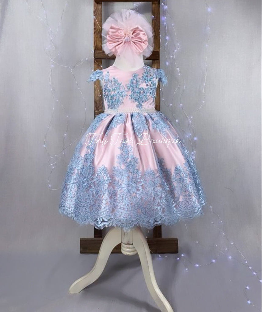 Allison Dress (Pink and Blue) – Tiny Toes Boutique LLC